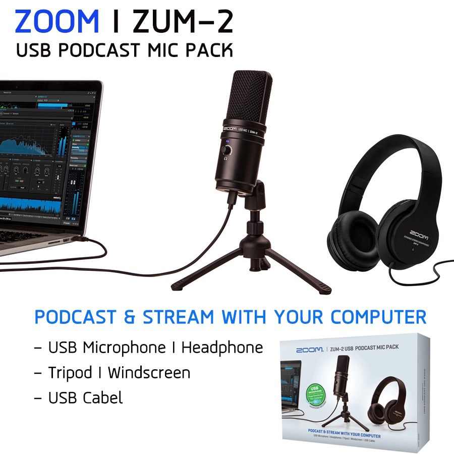 Zoom ZUM-2 Podcast Mic Pack USB Microphone Podcast Mic Pack | Shopee ...