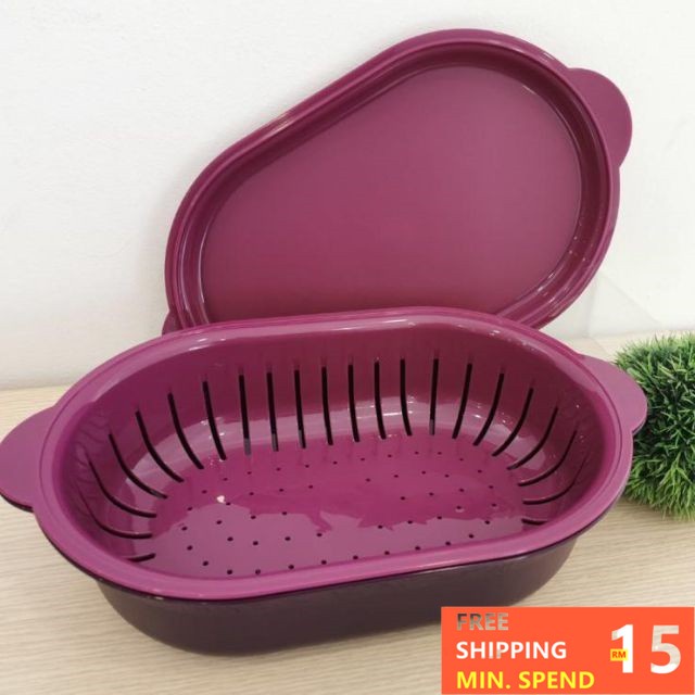 Tupperware Oval Server พร้อมกระชอน 2L / Blossom Oval Server พร้อมกระชอน ...