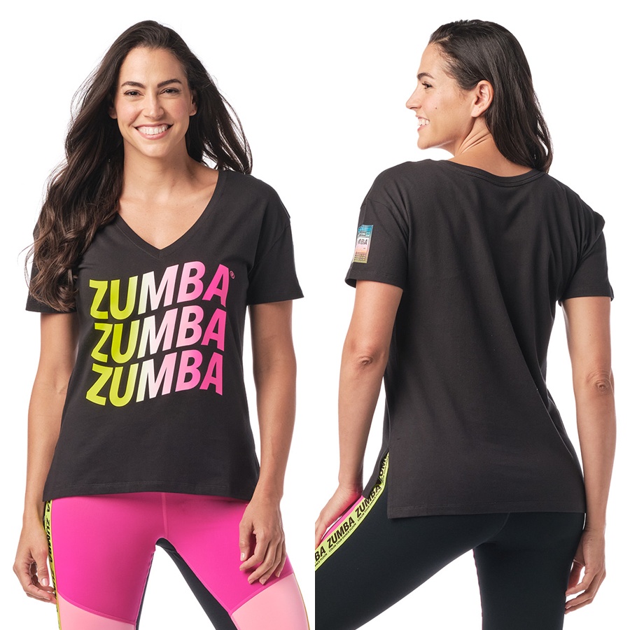 Zumba Color V-Neck Top (เสื้อออกกำลังกายซุมบ้า) | Shopee Thailand