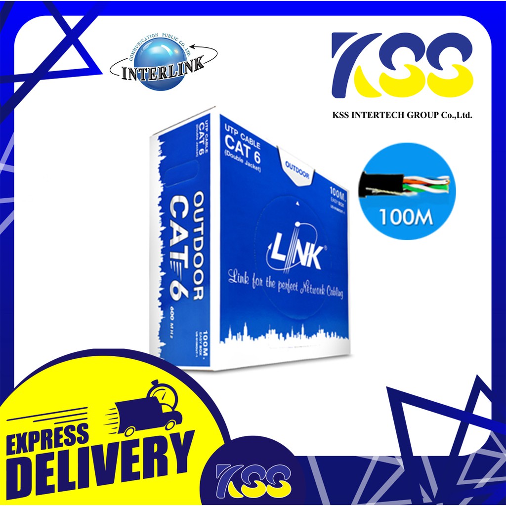 สายแลน LINK US-9106OUT-1 CAT6 100เมตร Outdoor Ultra UTP Cable(Double ...