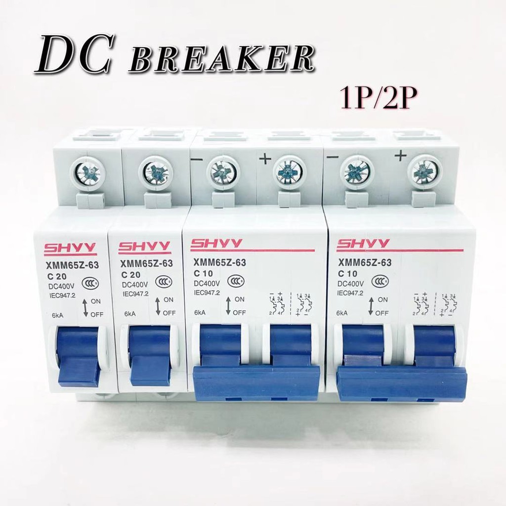 เบรคเกอร์ DC Circuit breaker 1P/2P 6A 10A 16A 20A 25A 32A 40A 50A 63A 400V สำหรับใช้งานโซล่า ...