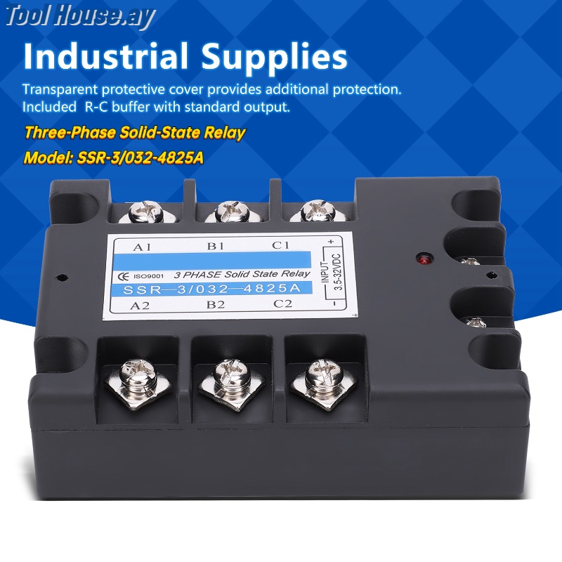 【ราคาต่ำสุด】[รีเลย์โซลิดสเตตสามเฟส] 3 Phase SSR DC Control AC 480V 25A ...