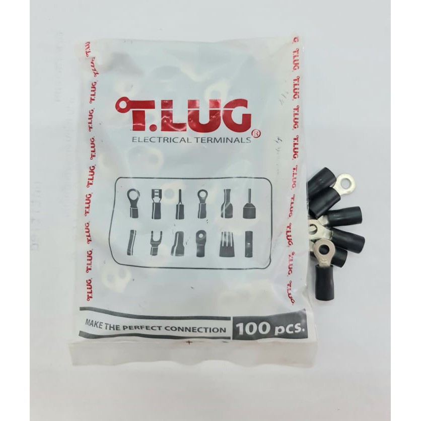 หางปลากลมหุ้มดำ YF4 T-LUG (100ตัวต่อแพ็ค) | Shopee Thailand