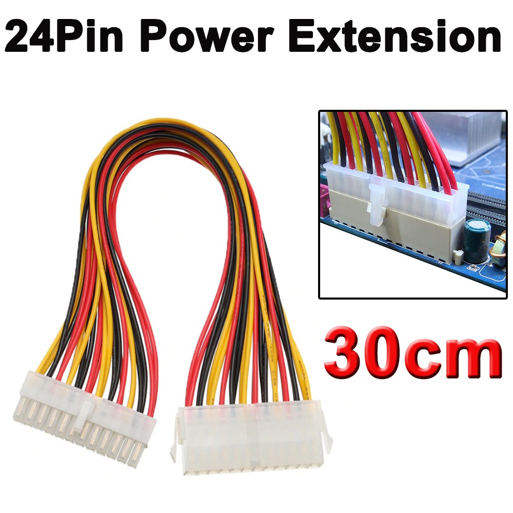 ATX 24 Pin Male to 24Pin Female Power Extension Cable Internal PC PSU ...