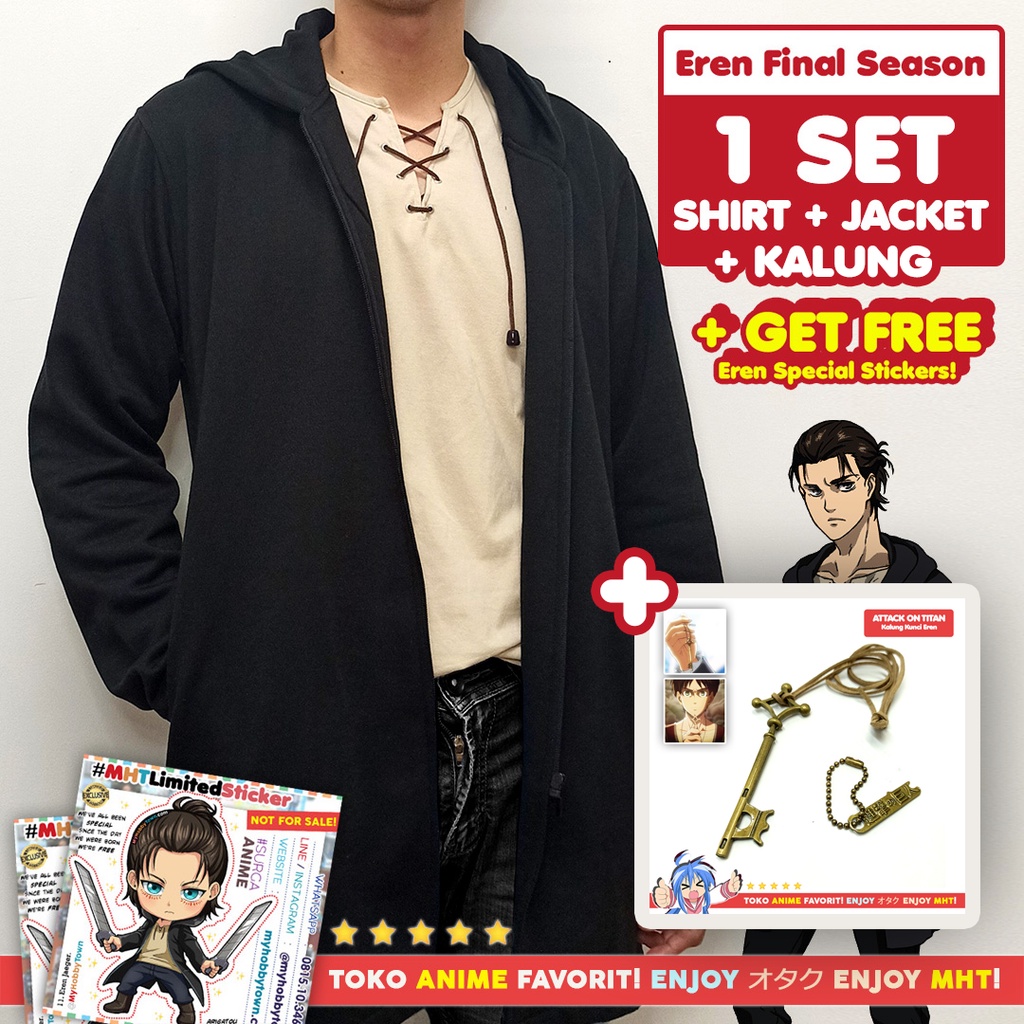 AOT Attack On Titan Eren Yeager Final Season Yaegerist Hoodie Jacket ...