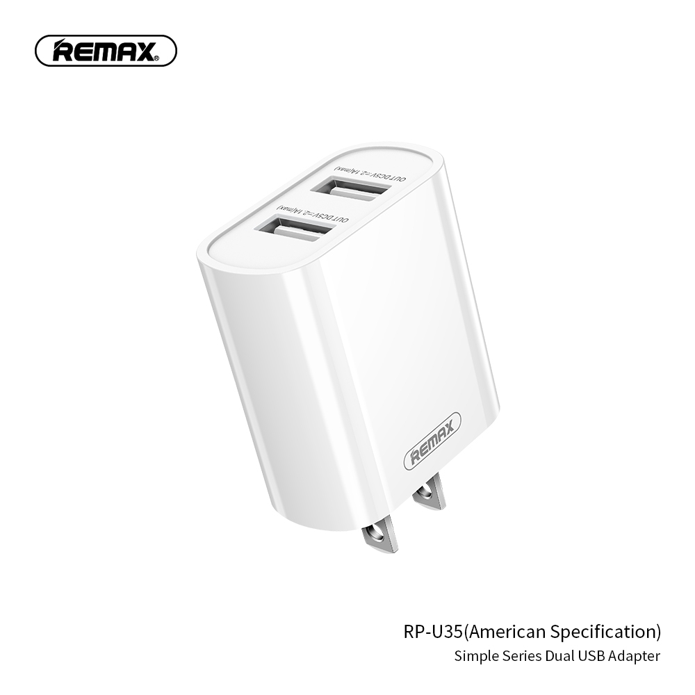 Remax Rp - U35 fast charge หัวถนอมสายชาร์จ ปลั๊กเสียบชาร์จแบบเร็ว พอร์ต Usb คู่ | Shopee Thailand