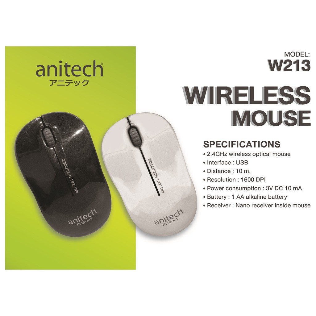Anitech เมาส์ไร้สาย WIRELESS MOUSE W213(รับประกัน 2ปี) | Shopee Thailand