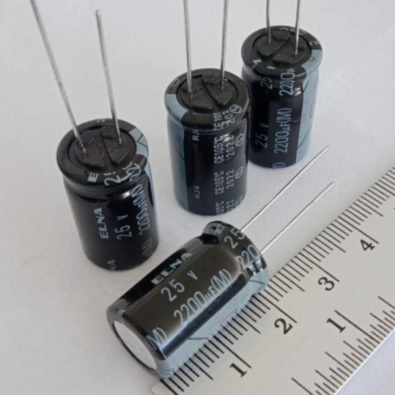 2200UF 25V ELNAสีดำ105C คาปาซิเตอร์ แท้-ใหม่แกะกล่องSize13x21mm ตัวเก็บประจุค่าเต็ม100%(แพ็ค100 ...