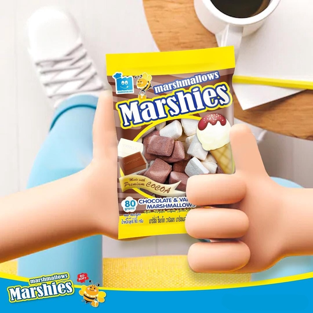 [ขายดี รวมสีและรูปทรง] Marshies มาร์ชี่ส์ มาชเมลโล่ ขนาด 80 กรัม แพ็ค 2 ...
