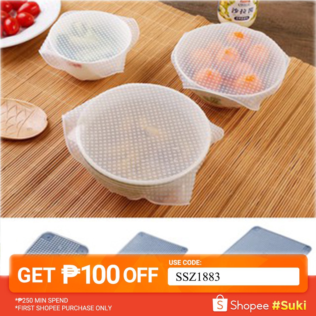 Reusable Silicone Plastic Wrap Seal Vacuum Food Fresh Wrap | Shopee ...