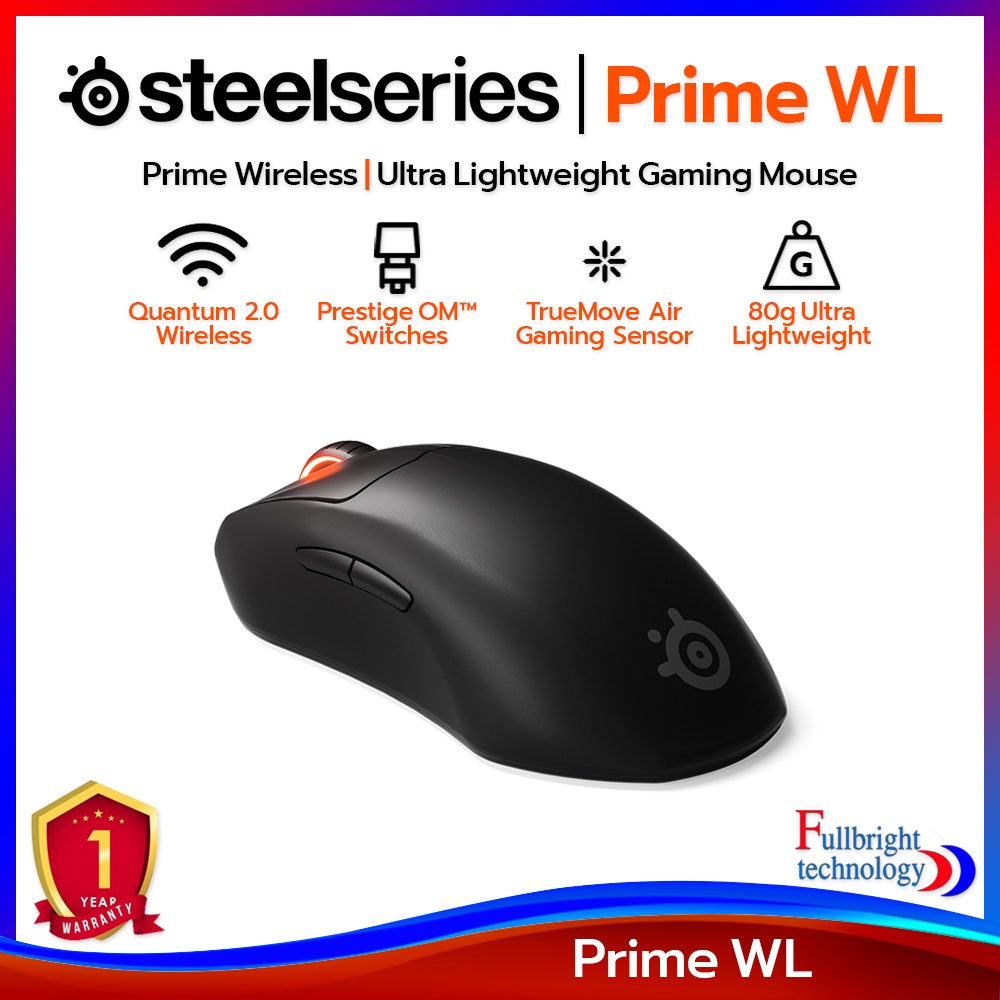 เมาส์ SteelSeries รุ่น Prime Wireless Gaming Mouse เมาส์เกมมิ่งไร้สายน้ำหนักเบา ประกันศูนย์ไทย 1 ...