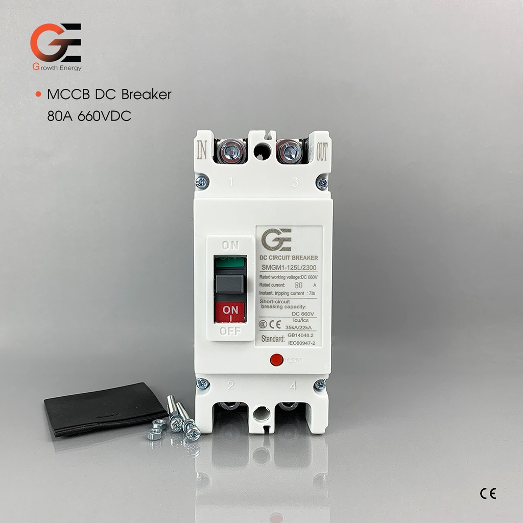 Growth Energy MCCB DC Breaker 80A / 125A 660VDC เบรคเกอร์กระแสตรง ใช้ ...