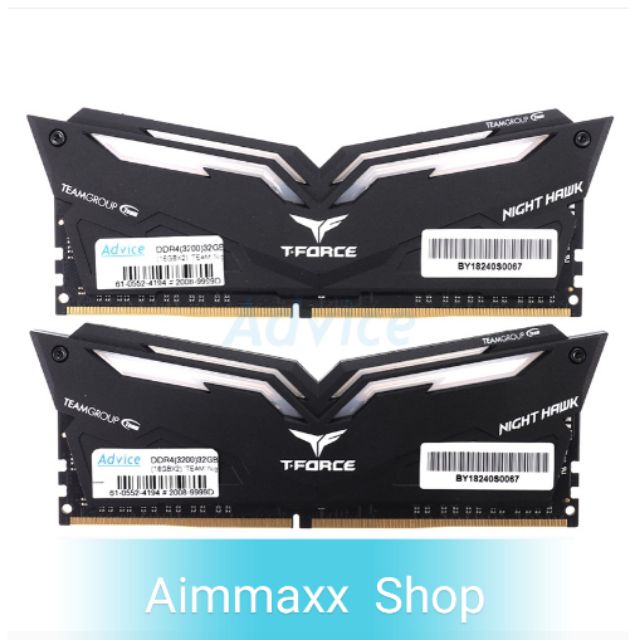RAM DDR4(3200) 32GB (16GBX2) TEAM Night Hawk Red | Shopee Thailand