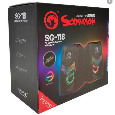 Marvo SG-118 ลำโพงคู่มีไฟ เสียงดี 2.0 STEREO RGB GAMING SPEAKERS | Shopee Thailand