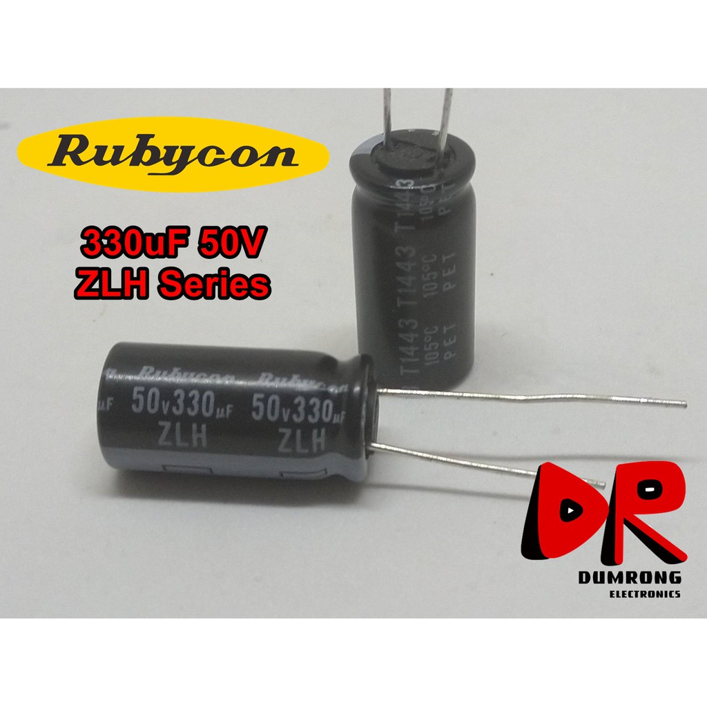 (5 ชิ้น) 330uF 50V capacitor ตัวเก็บประจุ Rubycon ZLH high frequency low resistance long life ...