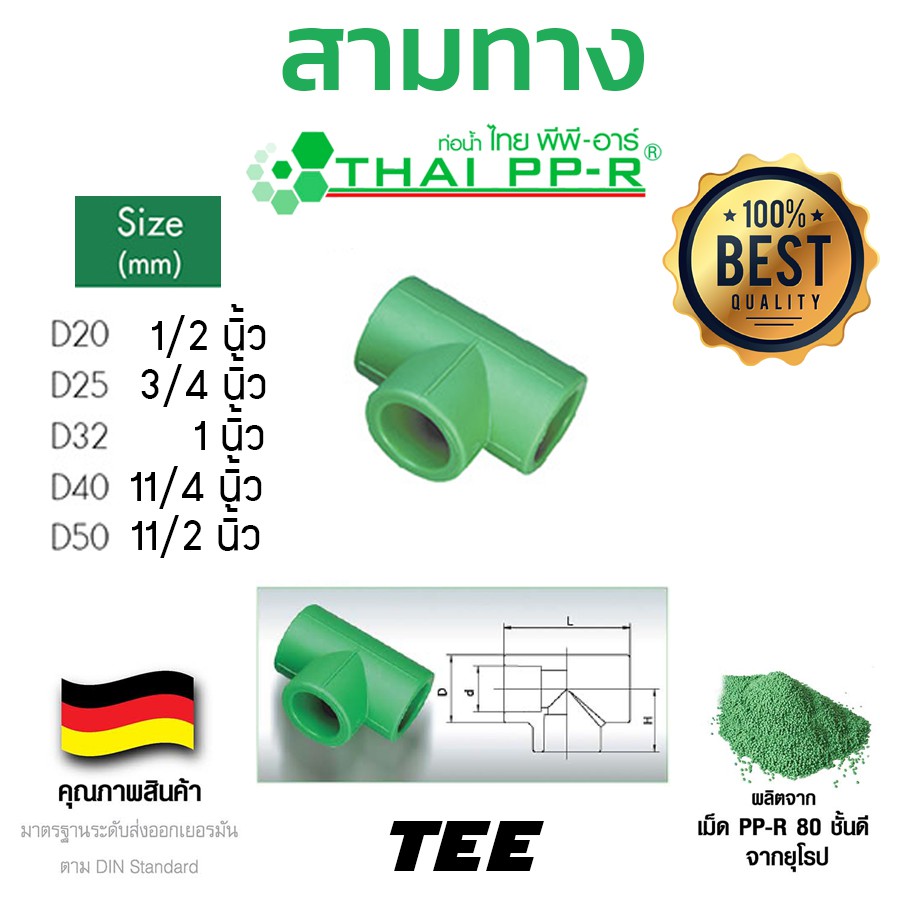 สามทาง พีพีอาร์ ppr ขนาด d20-d50 | Shopee Thailand
