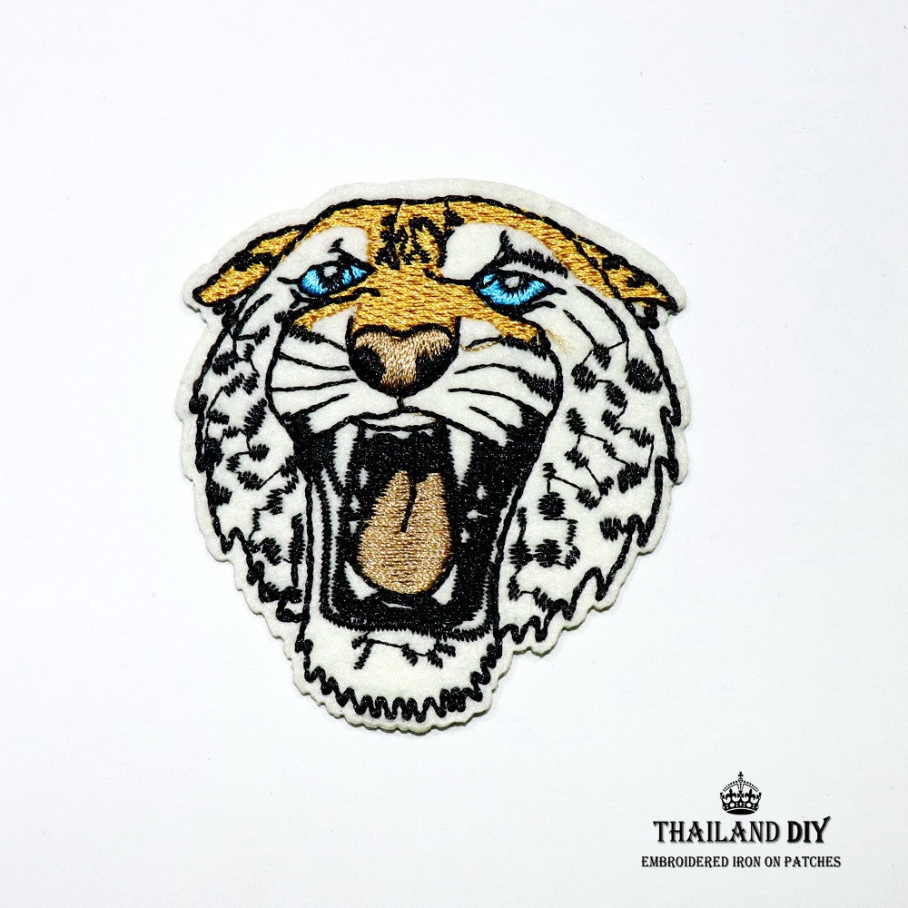 ตัวรีดติดเสื้อ เสือ เสือคําราม งานปัก หัวเสือ ลายสัตว์ wop Tiger Head Patch ตัวรีด อาร์ม ติด ...