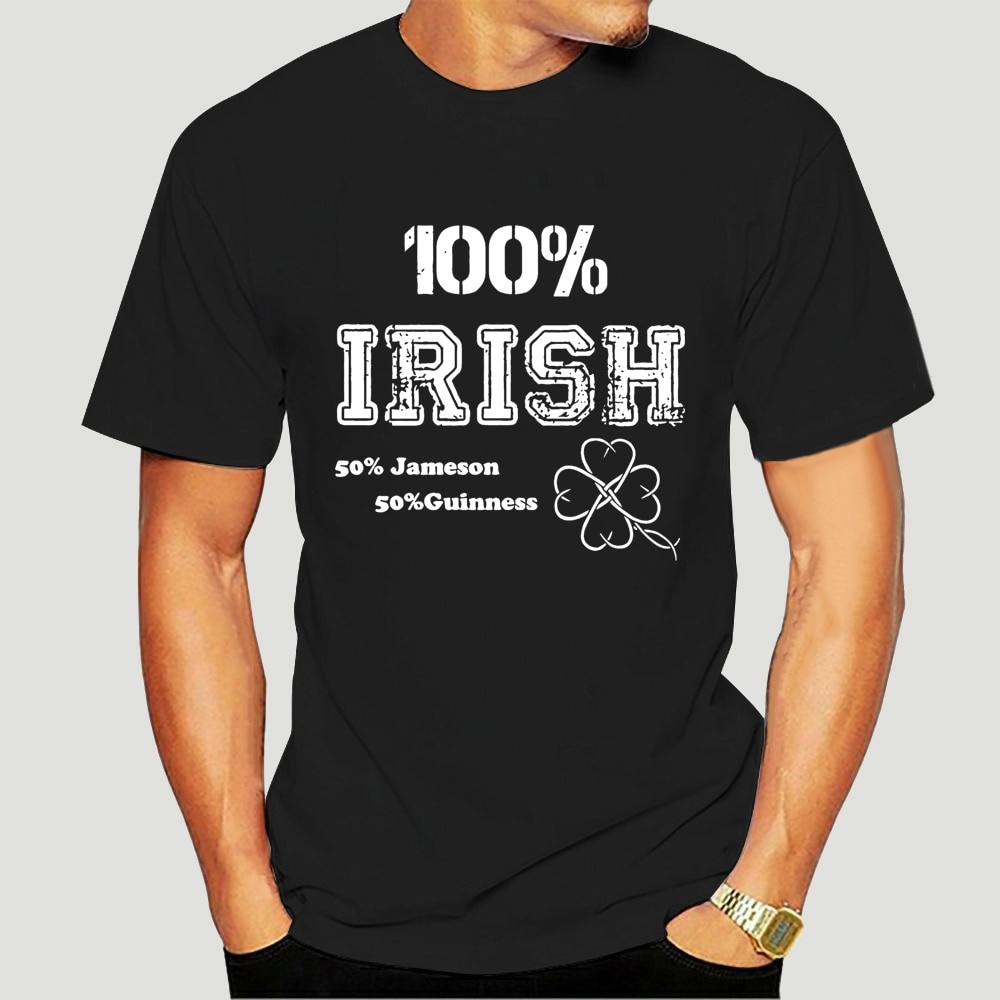 เสื้อยืดสีดำอินเทรนด์เสื้อยืด ลาย Jameson Guinness Irish 50% 100% ...