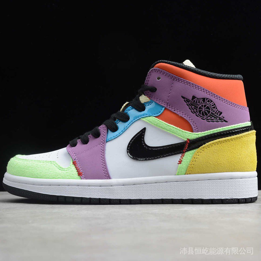 Nk Air Jordan 1 Mid SE หลากสี CW1140-100 AJ1 AJ1 รองเท้าผ้าใบ Unisex KLLG | Shopee Thailand