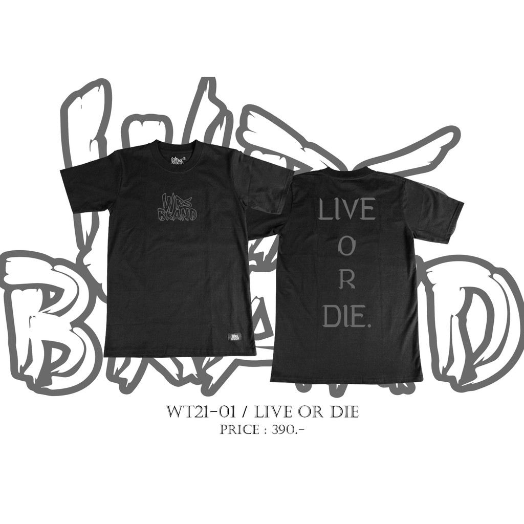 เสื้อยืด ลายโลโก้ สกรีนลายด้านหน้า/หลัง ผ้าคอดตอน100% WRS BRAND "LIVE ...
