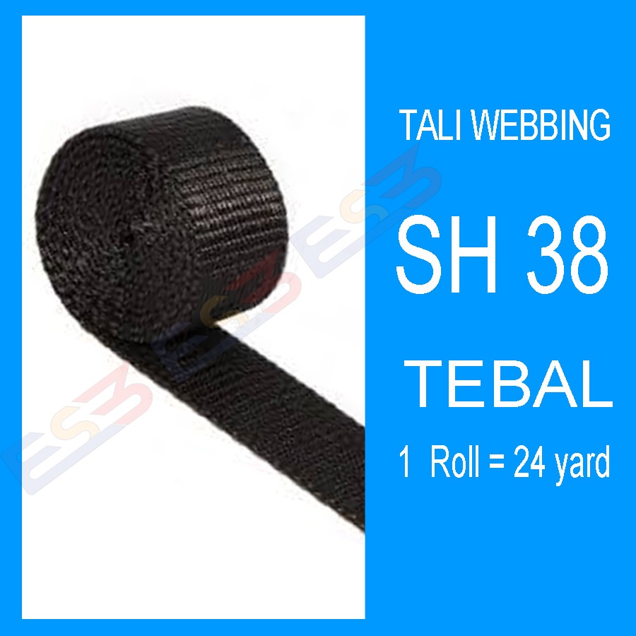 Hitam Sh38 หนาม้วน Webbing เชือก 3.8 ซม.Tabular Hammock ไนลอนกระเป๋าส ...