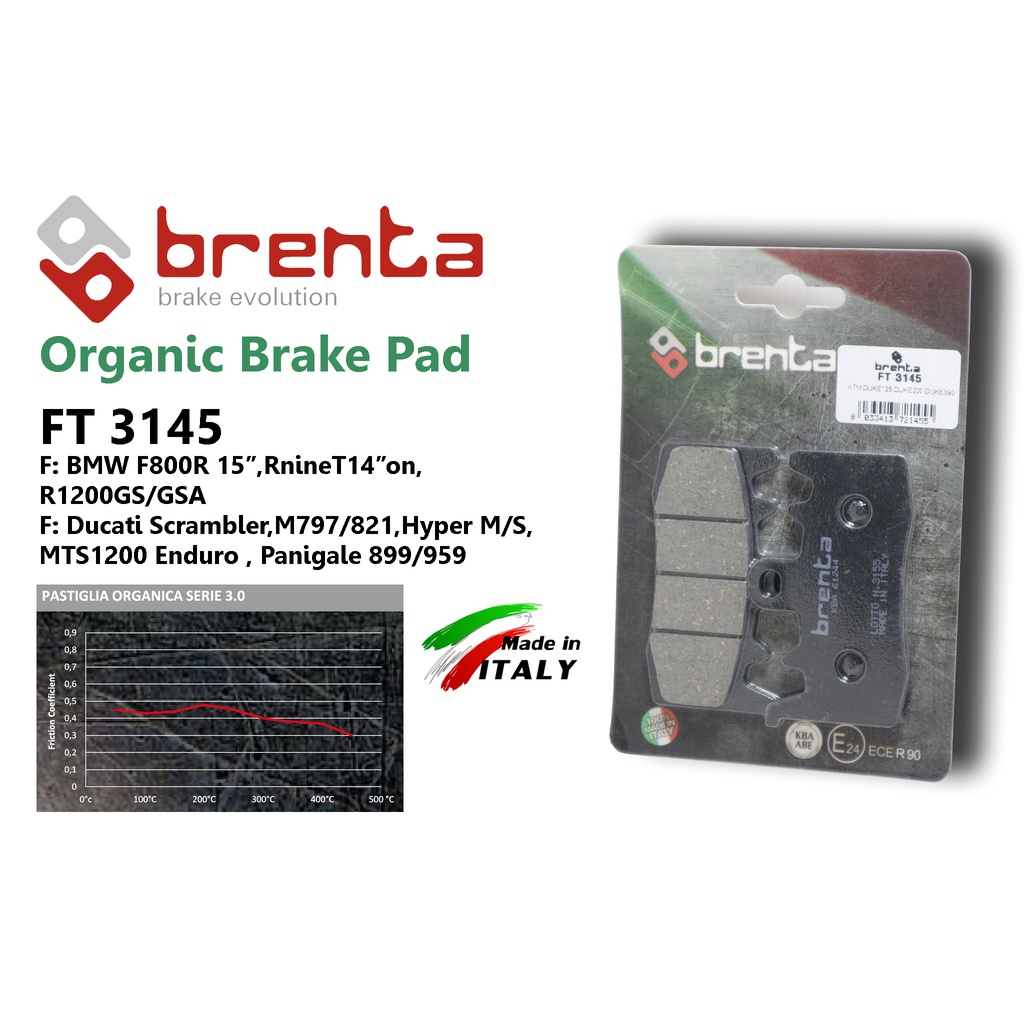 ผ้าเบรคหน้า BRENTA FT3145 FT4145 FT5145 BMW R1200GS,S1000XR / DUCATI ...