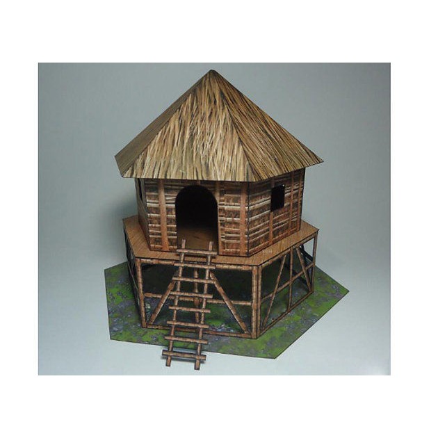 DIY Papercraft Elevated Diorama Pattern Jungle Hut Jasmine Paper ...