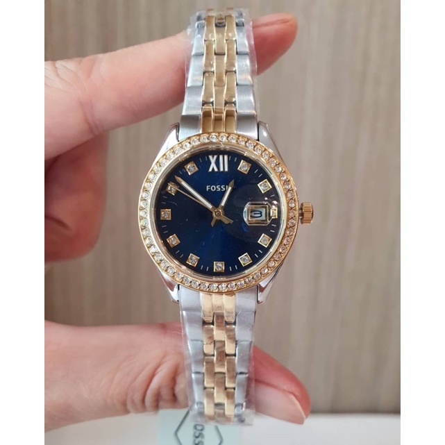 Fossil Women's Scarlette Micro Blue Dial Two Tone Stainless