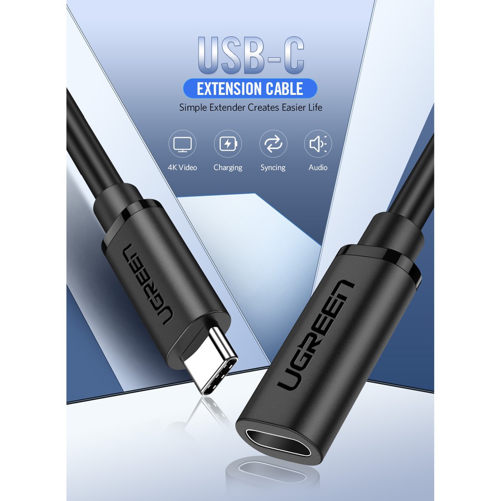 การชาร์จ Ugreen 0.5/1เมตร USB C Extension Cable Extender Cord/USB-C ...