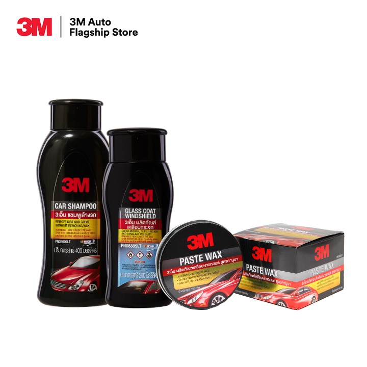 3M Set แชมพูล้างรถ ขนาด 400ml. PN39000LT + เคลือบกระจกป้องกันหยดน้ำเกาะ ...