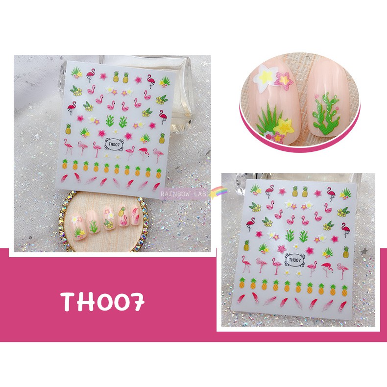 🌈 สติ๊กเกอร์ติดเล็บ 💕 ลายการ์ตูน ลายดอกไม้ รุ่น Korea Nail Decal | Aha ...