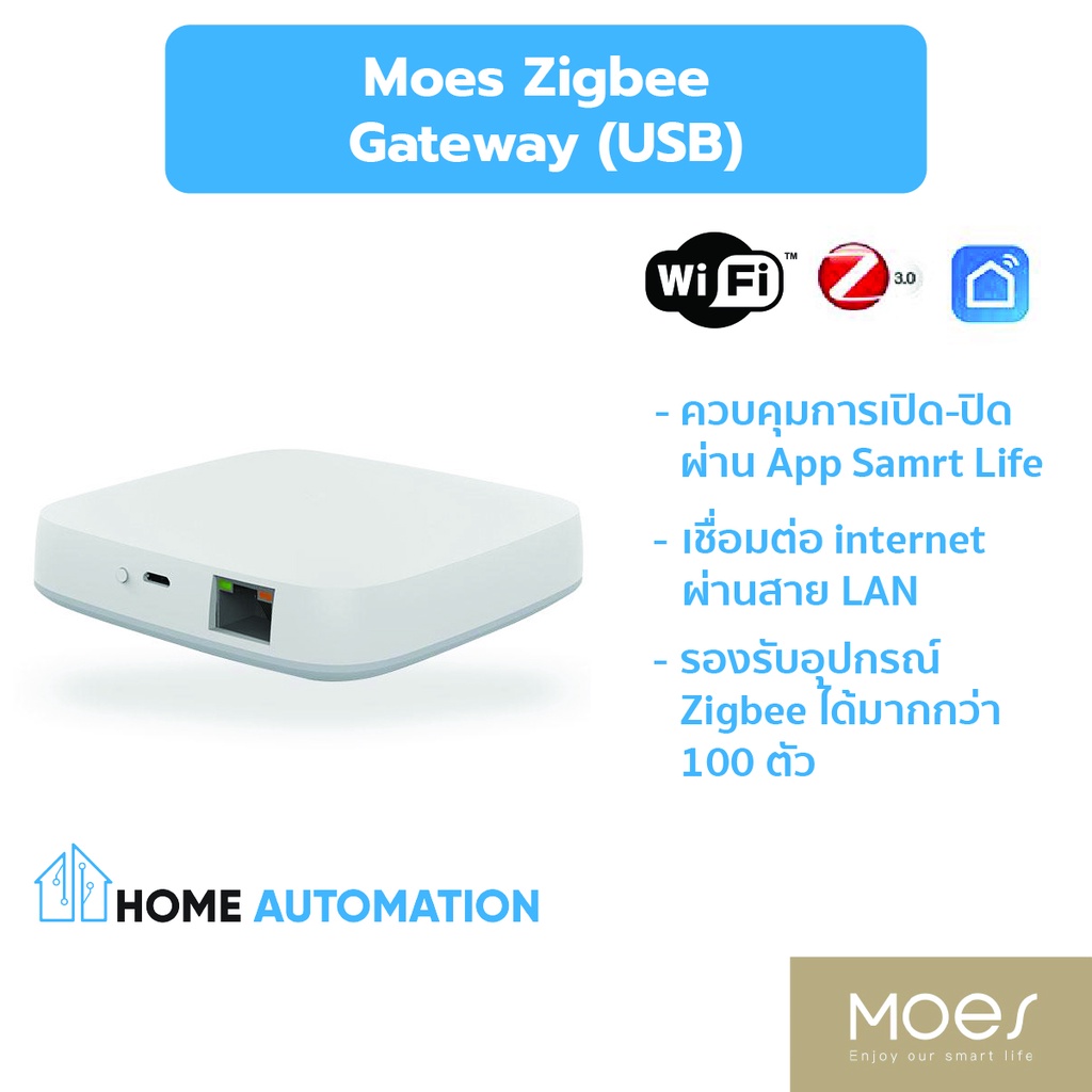 Moes Zigbee Gateway Hub (ใช้สาย LAN) เกตเวย์ Zigbee สำหรับเชื่อมต่อ ...