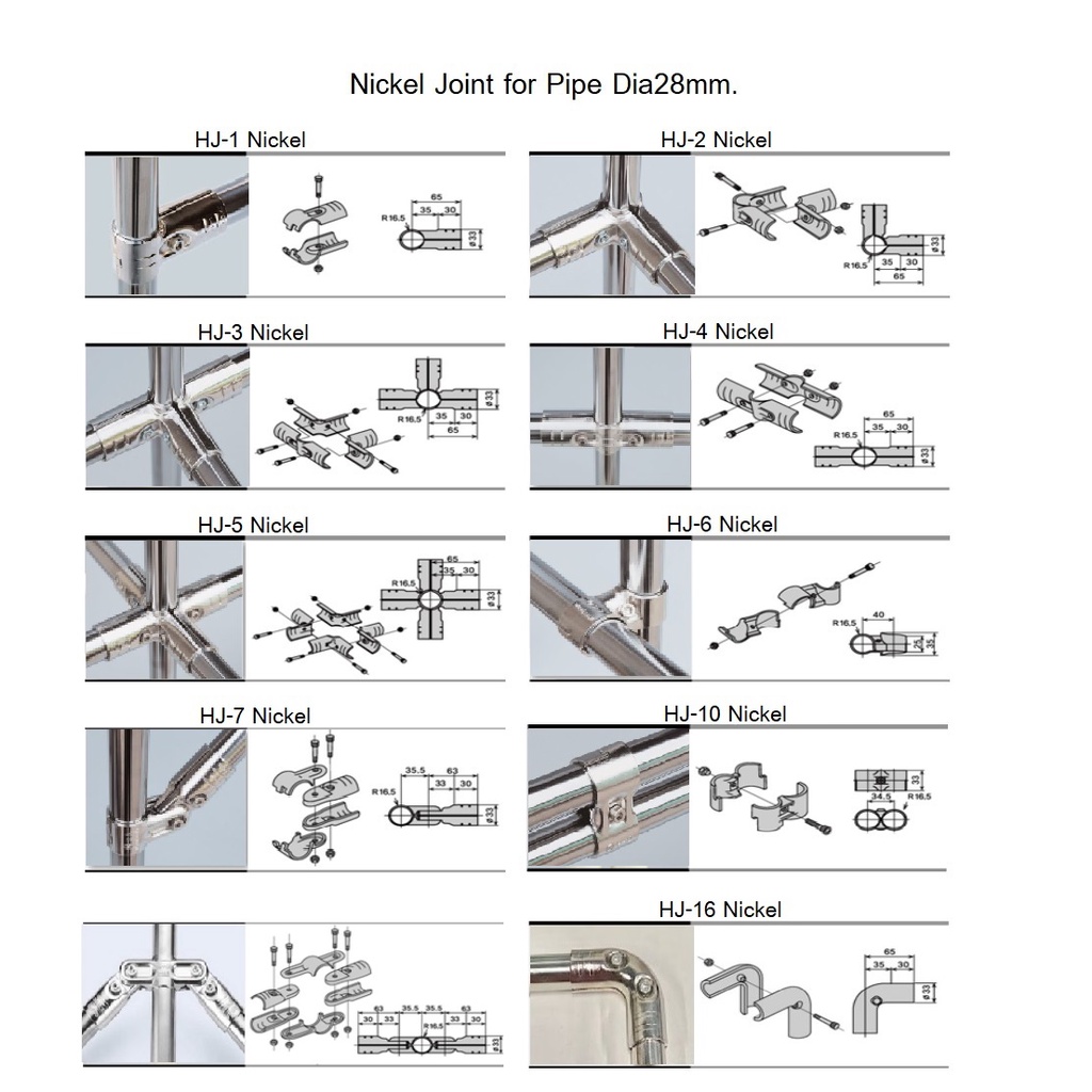 ข้อต่อเหล็กชุบนิกเกิ้ล nickel joint for pipe dia28 ข้อต่อสำหรับท่อขนาด ...