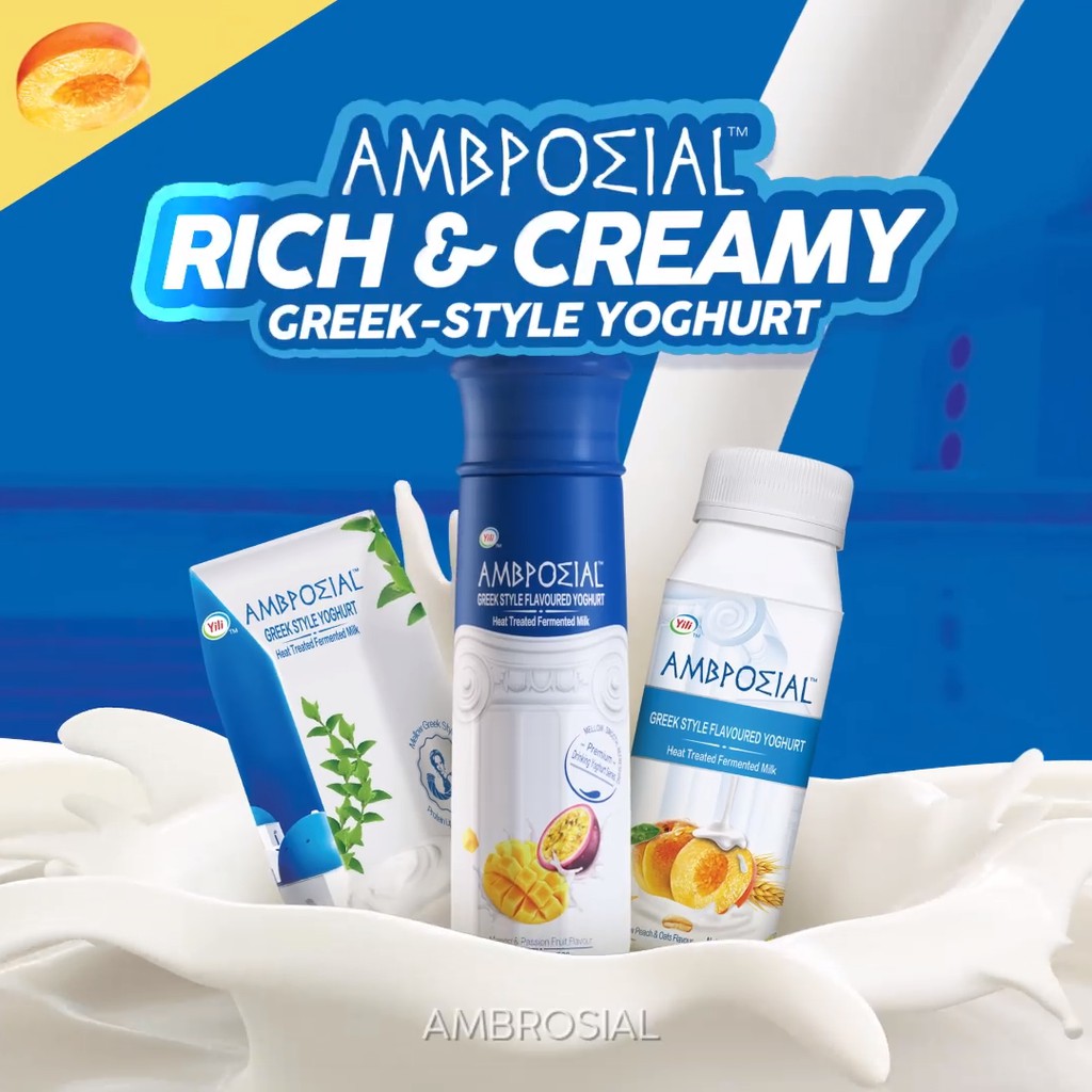 กรีกโยเกิร์ตพร้อมดื่มเข้มข้นหอมมัน มีโปรตีนสูง Greek Yogurt AMBROSIAL ...
