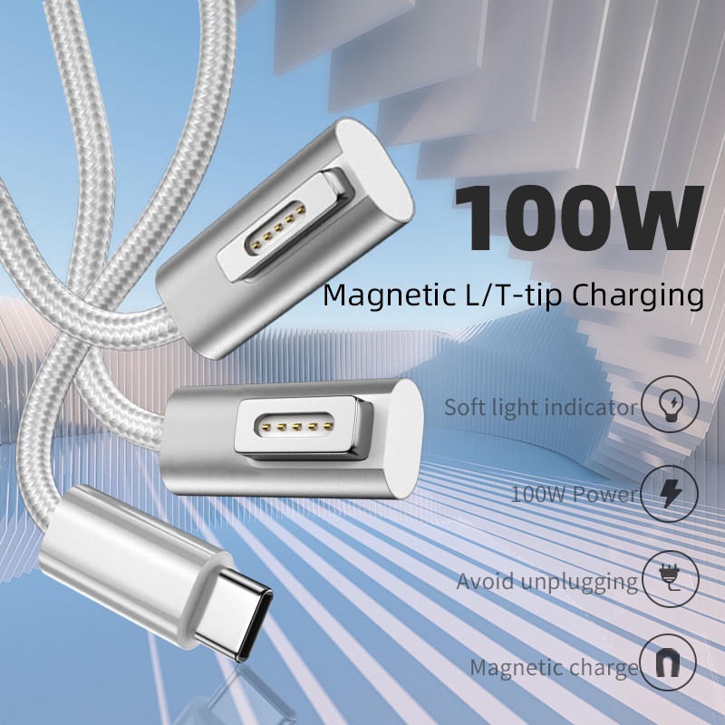 สายเคเบิลแม่เหล็ก 100W USB-C PD 1 เมตร สําหรับ Mag2 1 MBook Pro Air Charge Cord Type C Connector ...