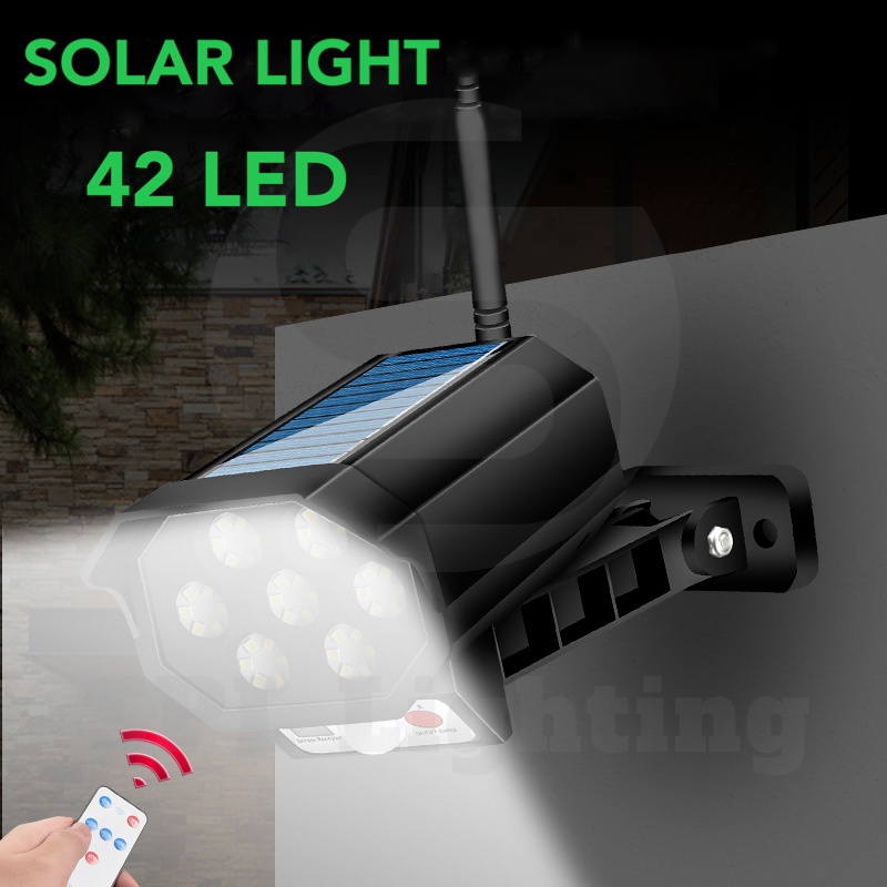 nobi_house ไฟโซล่าเซลล์ ไฟติดผนัง 42LED สไตล์กล้องวงจรปิด 3โหมด พร้อมรีโมทคอนโทล ไฟสว่างจ้า กัน ...