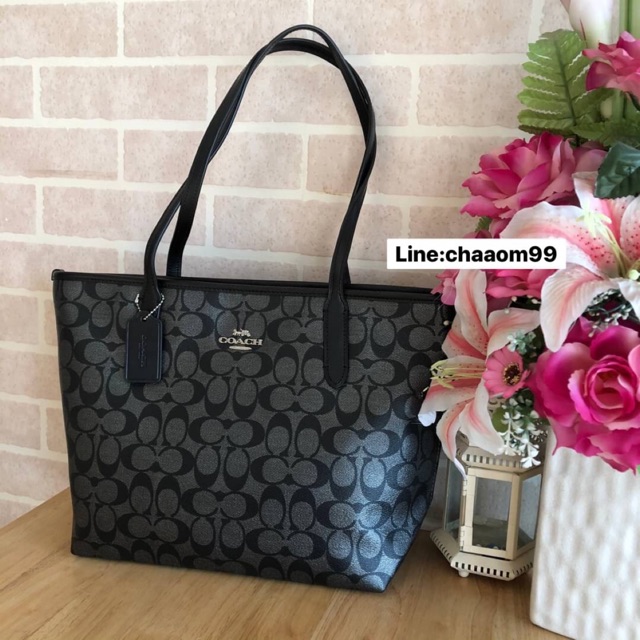 พร้อมส่ง!! CITY ZIP TOTE IN SIGNATURE CANVAS (COACH F58292) | Shopee ...
