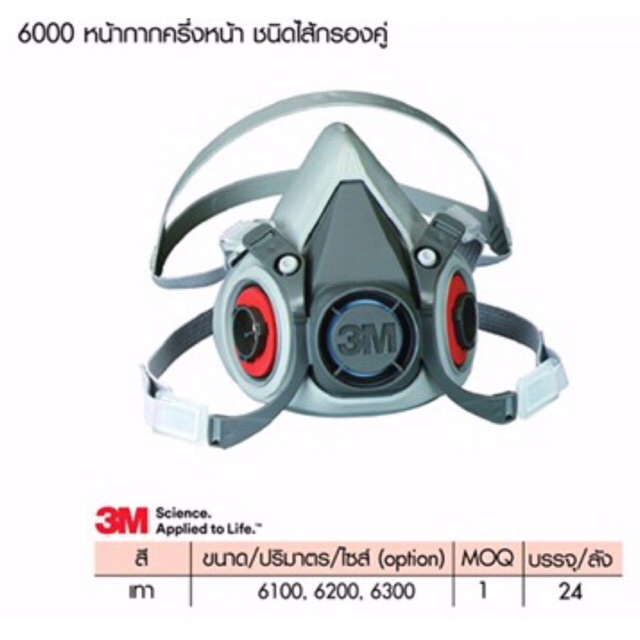 3M หน้ากากครึ่งหน้า รุ่น 6000 ( 6100 , 6200 , 6300 ) 3M Half Facepicece ...