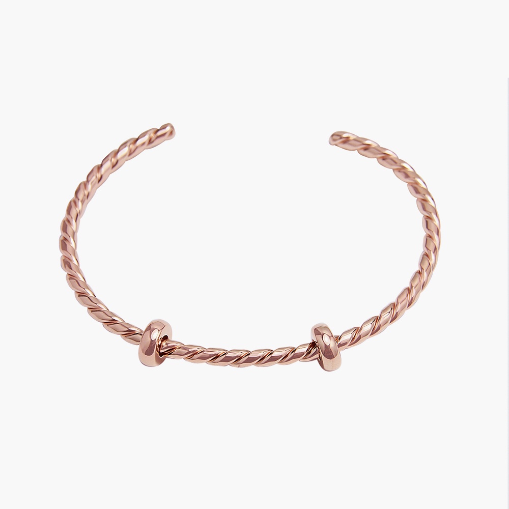 Moress Open Twisted Rose Gold กำไลเงินแบบเกลียวชุบโรสโกล | Shopee Thailand