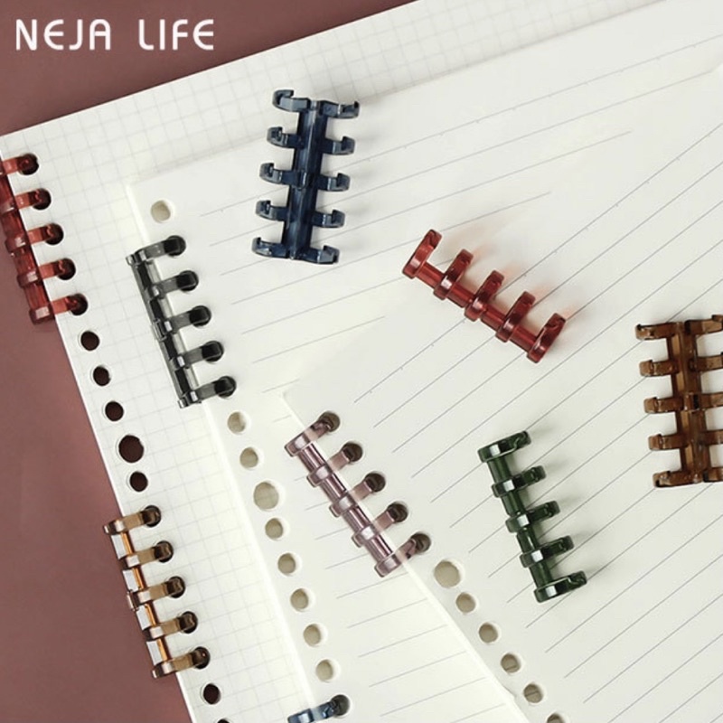 NEJA LIFE สันห่วงสีใส Retro Color ข้อสั้น 5ห่วง มี 6สี แบบแพ็ค 📒 ...
