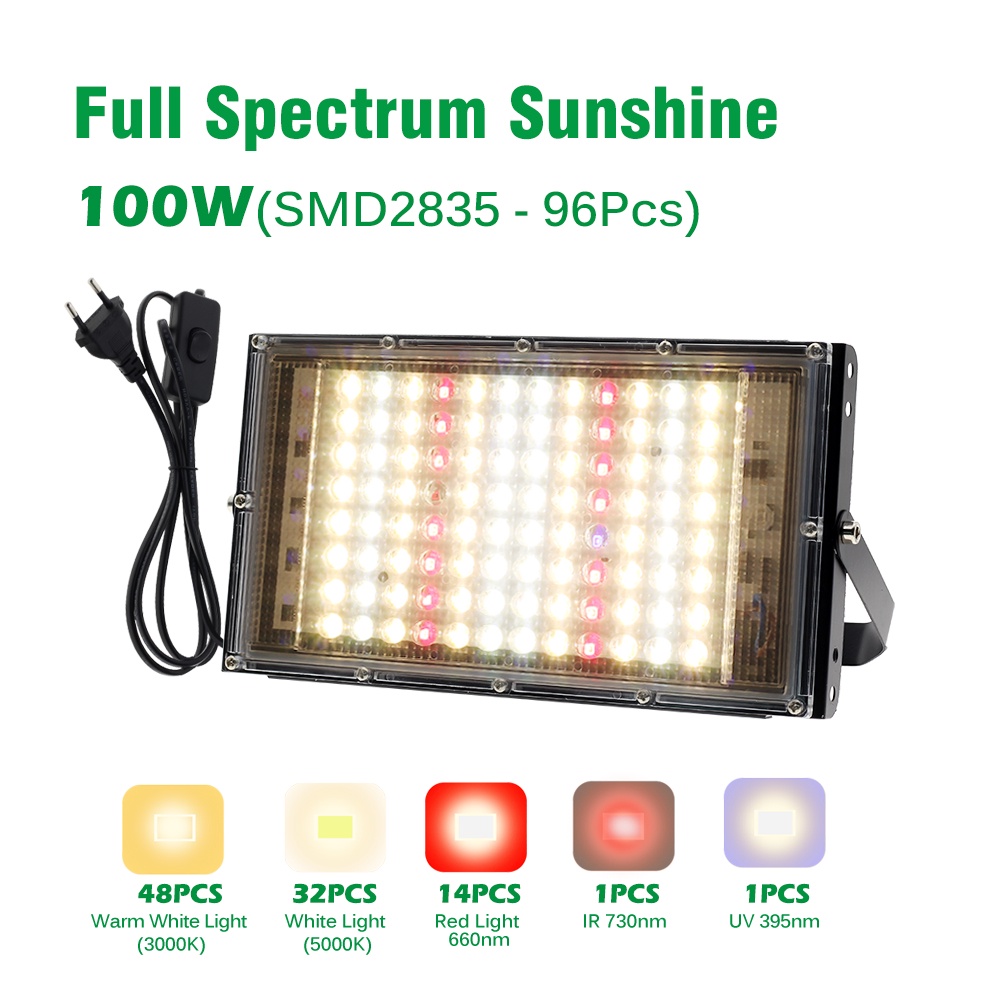 220V Full Spectrum LED Grow Light 50W 100W 300Wไฟปลุกต้นไม้ ไฟช่วยต้นไม้ตัวเร็ว ไฟปลูกต้นไม้ ไฟ ...