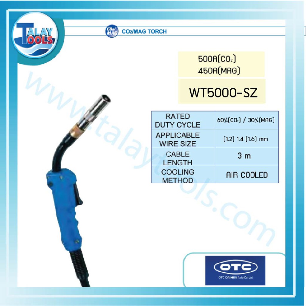 ปืนเชื่อม OTC 500A CO2 MAG รุ่น WT5000-SZ (ยาว 3 เมตร) Talay Tools | Shopee Thailand