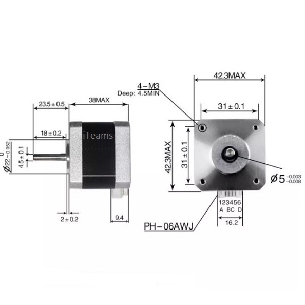 Nema 17 Stepper Motor Model 17HS4401S iTeams for CNC 3D Printer สเต็ป ...
