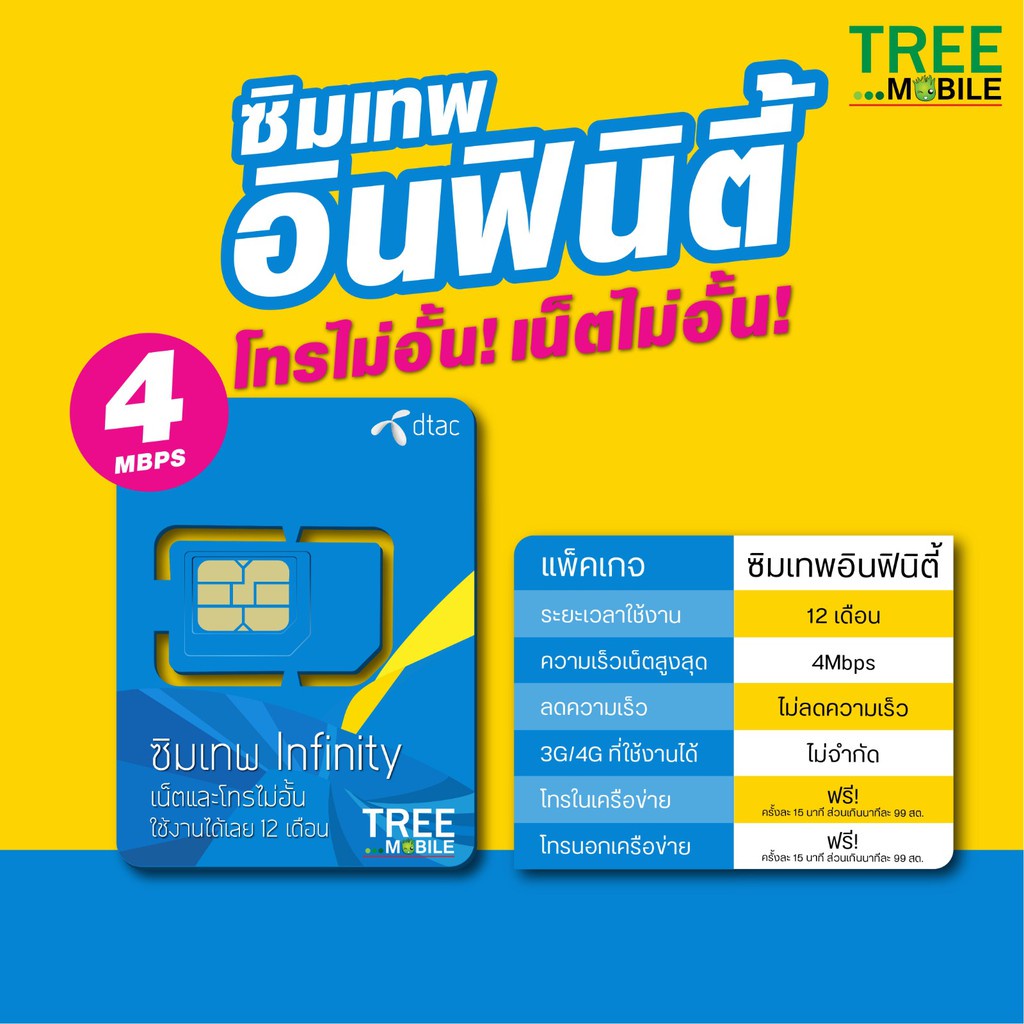 ซิมเทพ อินฟินิตี้ infinity ♾ Dtacโทรฟรีทุกค่ายไม่อั้น เน็ตไม่อั้นความเร็ว4Mbps ร้าน TreeMobile ...