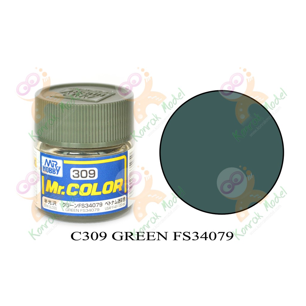 สีสูตรทินเนอร์ Mr.hobby Mr.color C309 Green FS-34079 Semi-Gloss 10ml ...
