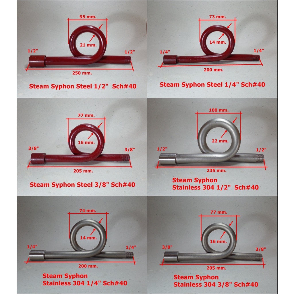 Steam Syphon วัสดุ Carbon Steel, Stainless 304 ขนาด 1/4”, 3/8”, 1/2 ...