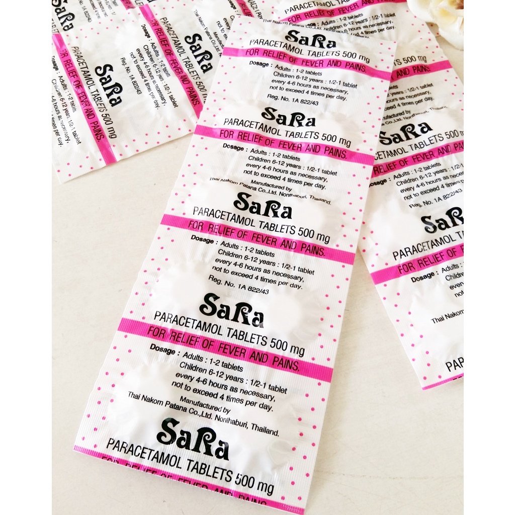 SARA TAB 500 MG. ซาร่า พาราเซตามอล เม็ดรี และเม็ดกลม 500 มิลลิกรัม(ขาย ...