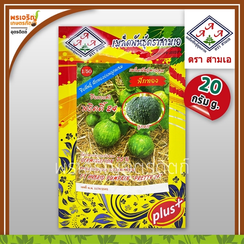 เมล็ดพันธุ์ฟักทอง ฟักทองอ่อน พริตตี้ 24 3A F1 (20 กรัม) เมล็ดฟักทองอ่อน ...