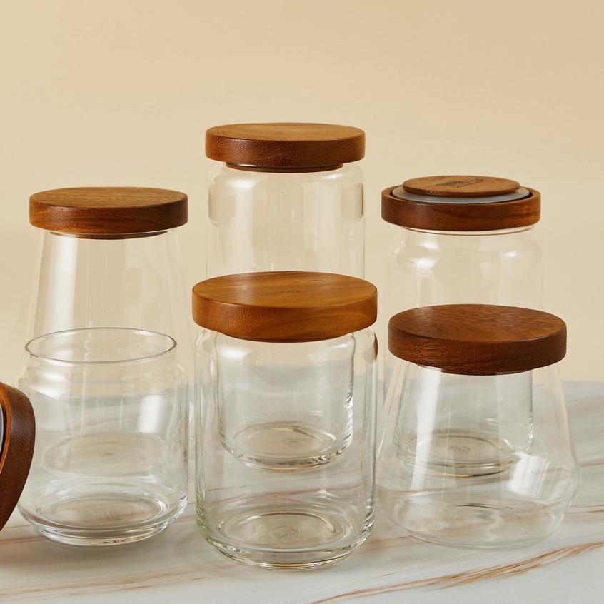 BILLI DESIGN [GLASS CANISTER] ขวดโหลเเก้วพร้อมฝาไม้จามจุรี | Shopee ...