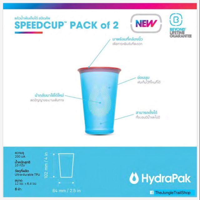 แก้วนิ่มพกพา HydraPak - Speedcup มีหูเกี่ยว ขอบแก้วสีแดง ราคาขายต่อหนึ่งใบ (TJT) | Shopee Thailand